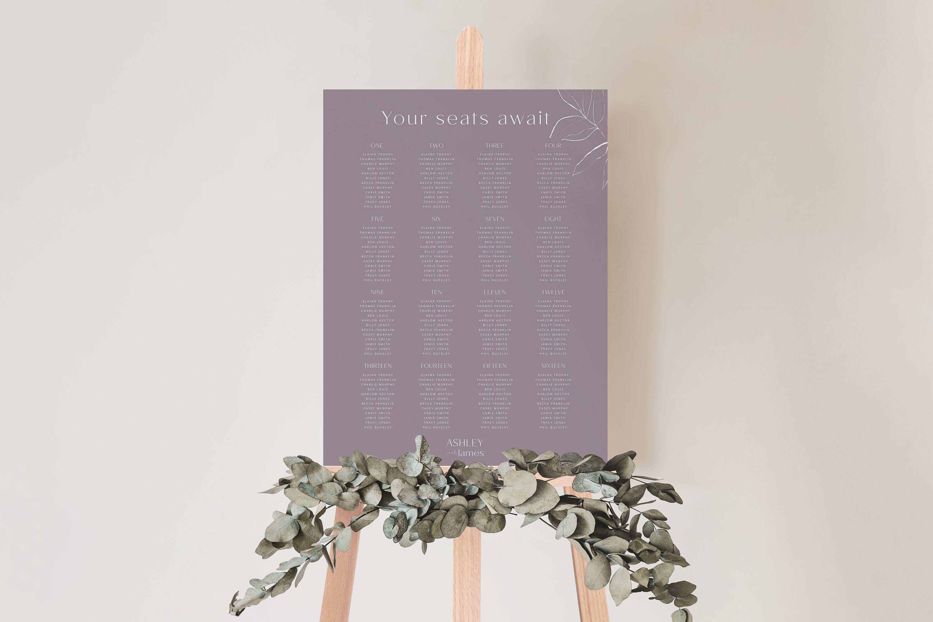 Simple Wedding Seating Chart, Modern Seating Chart Template, Minimal ...