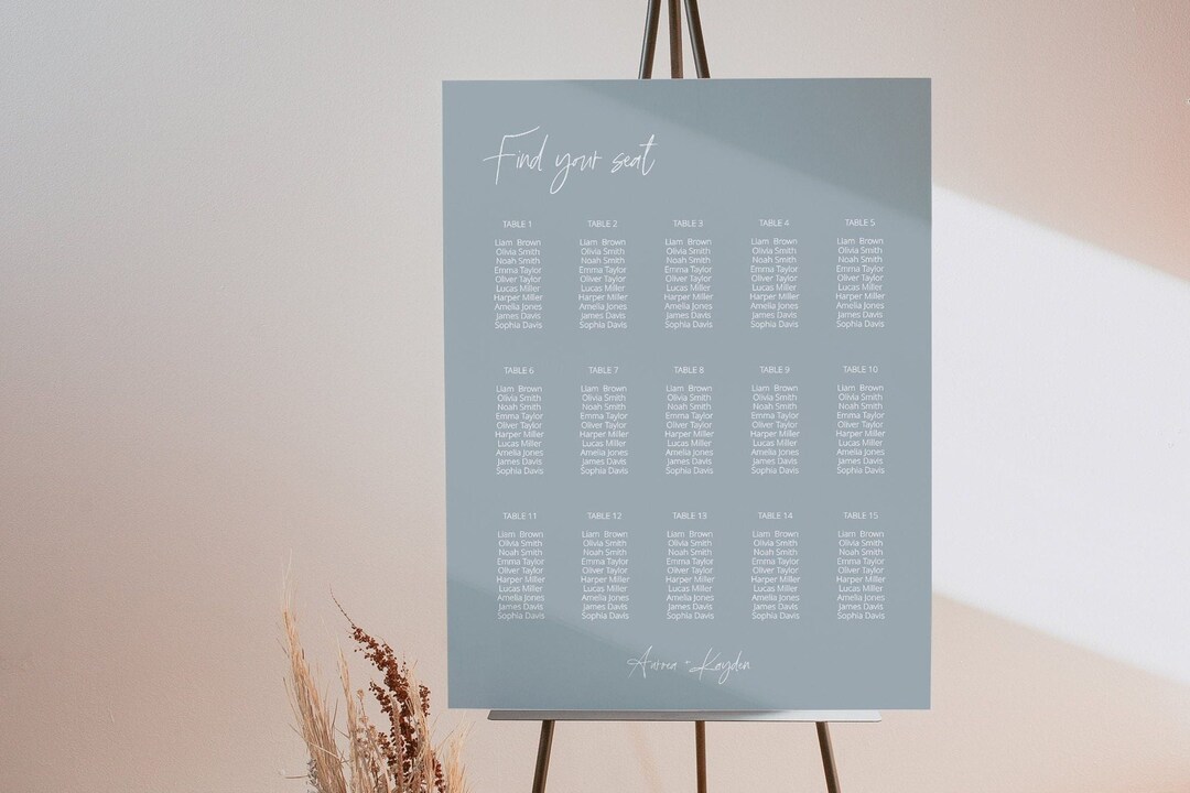 Simple Wedding Seating Chart, Modern Seating Chart Template, Minimal ...