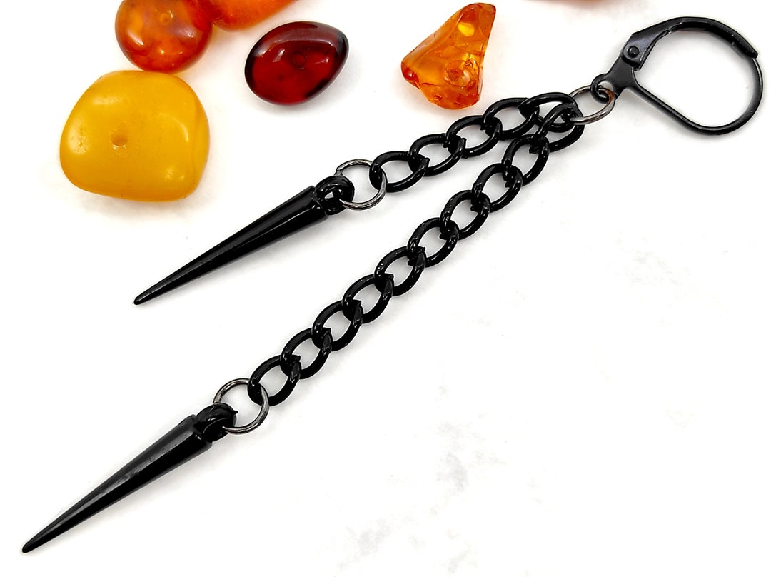 Goth Spike Clip-on Earring, Black Chain, Non Pierced - Etsy