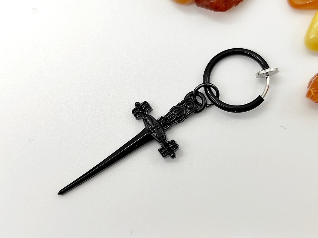 Black Sword Earring, Weapon Clip-on, Men Accessories, Boyfriend Gift ...