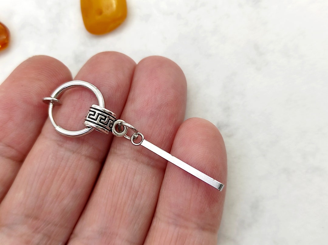 Silver Stick Clip-on, Bar Clip-on, Unisex Stick Hoop, Men Bar Hoop ...