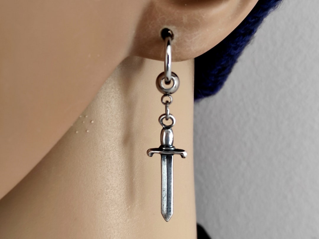 Sword Earring Men, Weapon Clip-on, Men Accessories, Boyfriend Gift ...