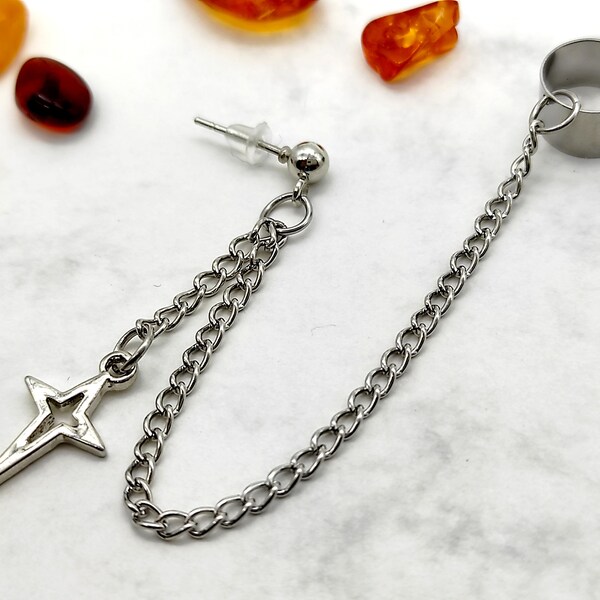 Star Chain Earring - Etsy