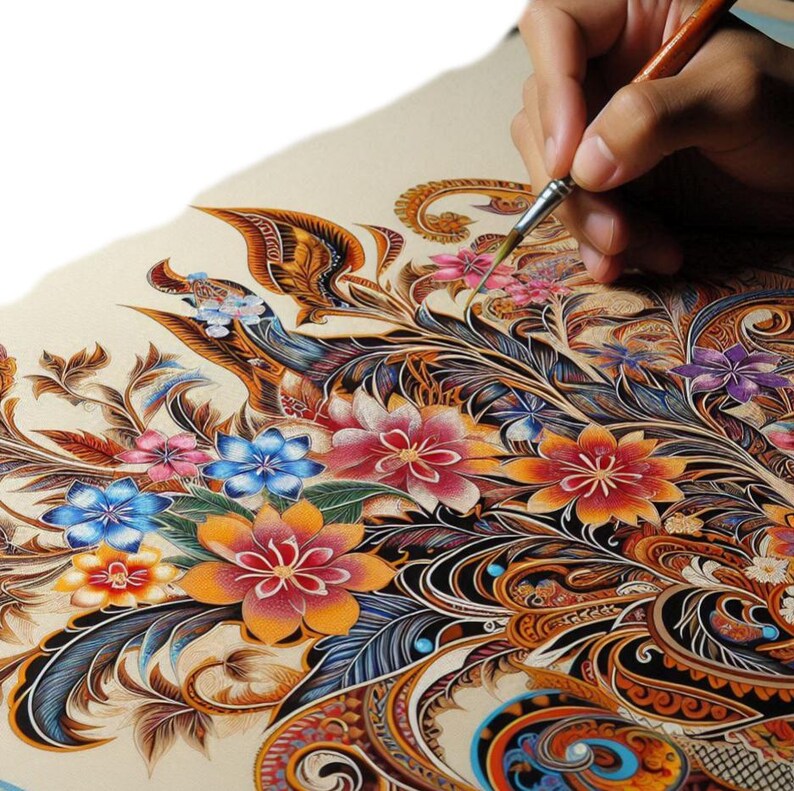 10 PNG Files, Batik Drawing Clipart, Printable Watercolour Clipart ...