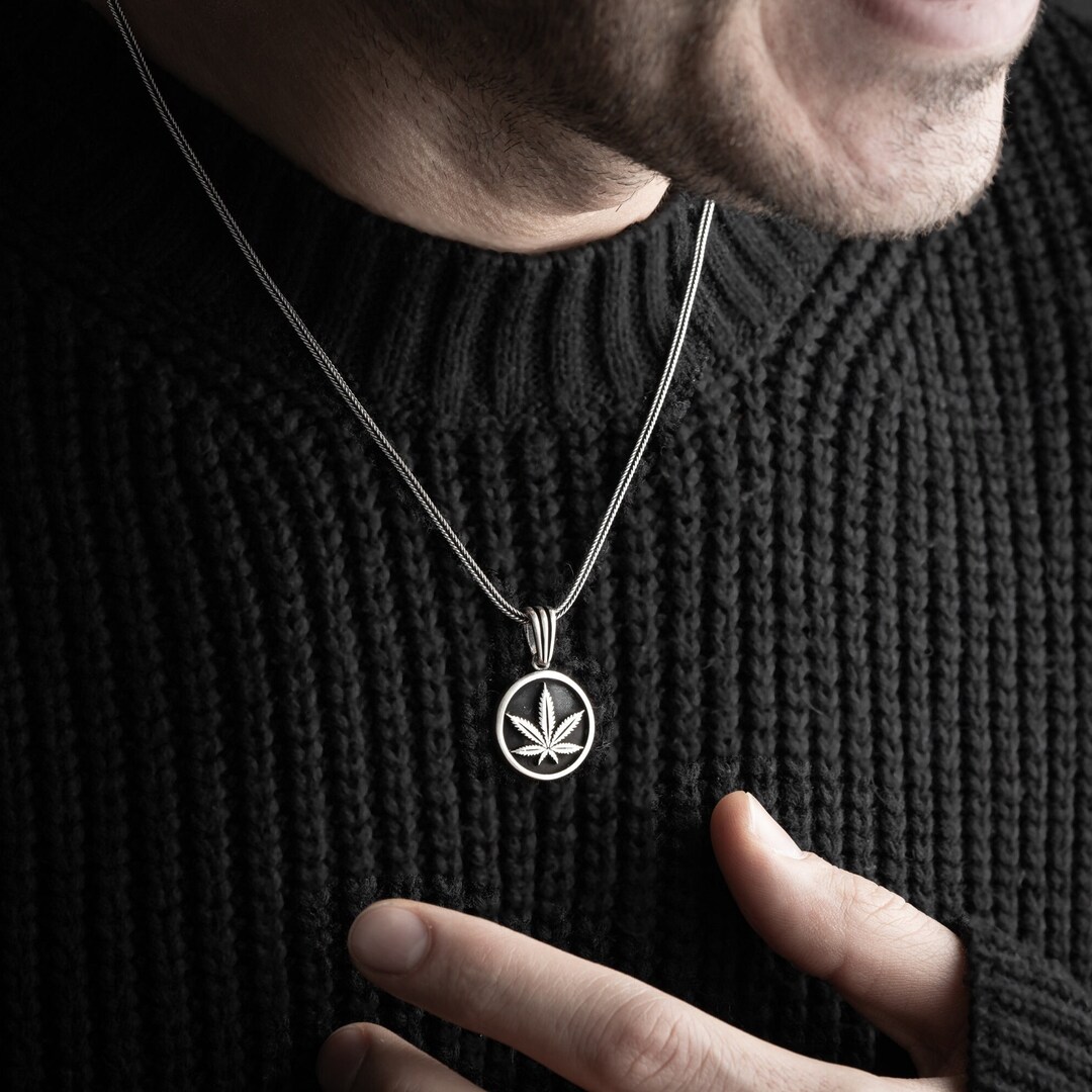 Silver Marijuana Necklace, Cannabis Leaf Necklace, Leaf Pendant ...
