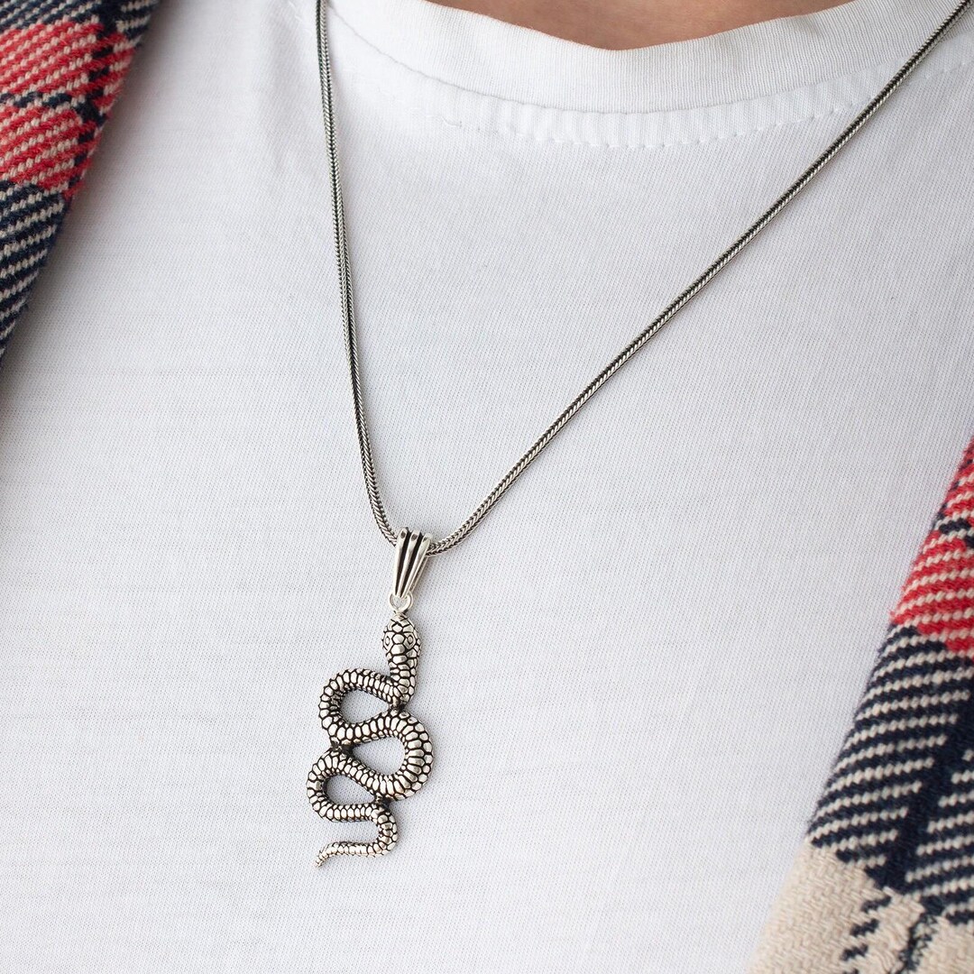 Sterling Silver Snake Necklace for Men, Man Jewelry, Gift for Him ...