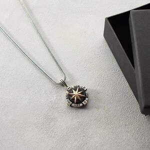 Silver Compass Necklace Men 925 Sterling Silver Pendant Necklace for ...