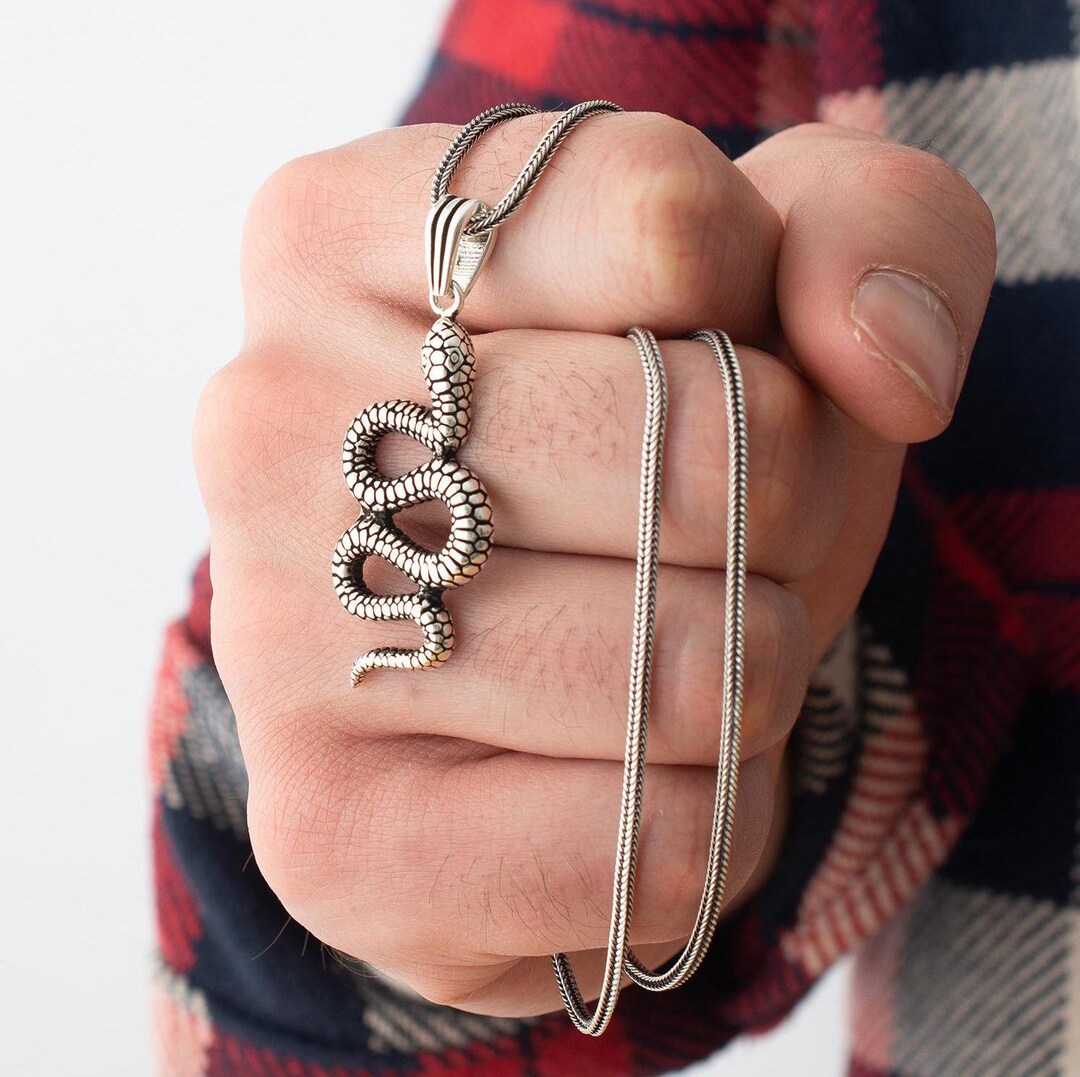 Sterling Silver Snake Necklace for Men, Man Jewelry, Gift for Him ...