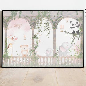 Cute Animals Art, Safari Animals Wallpaper for Children's Rooms Design ...