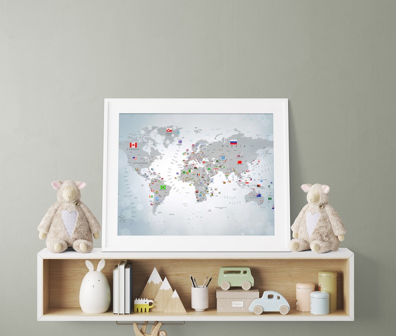 Educational World Map for Children's Rooms Design , for Digital Print ...
