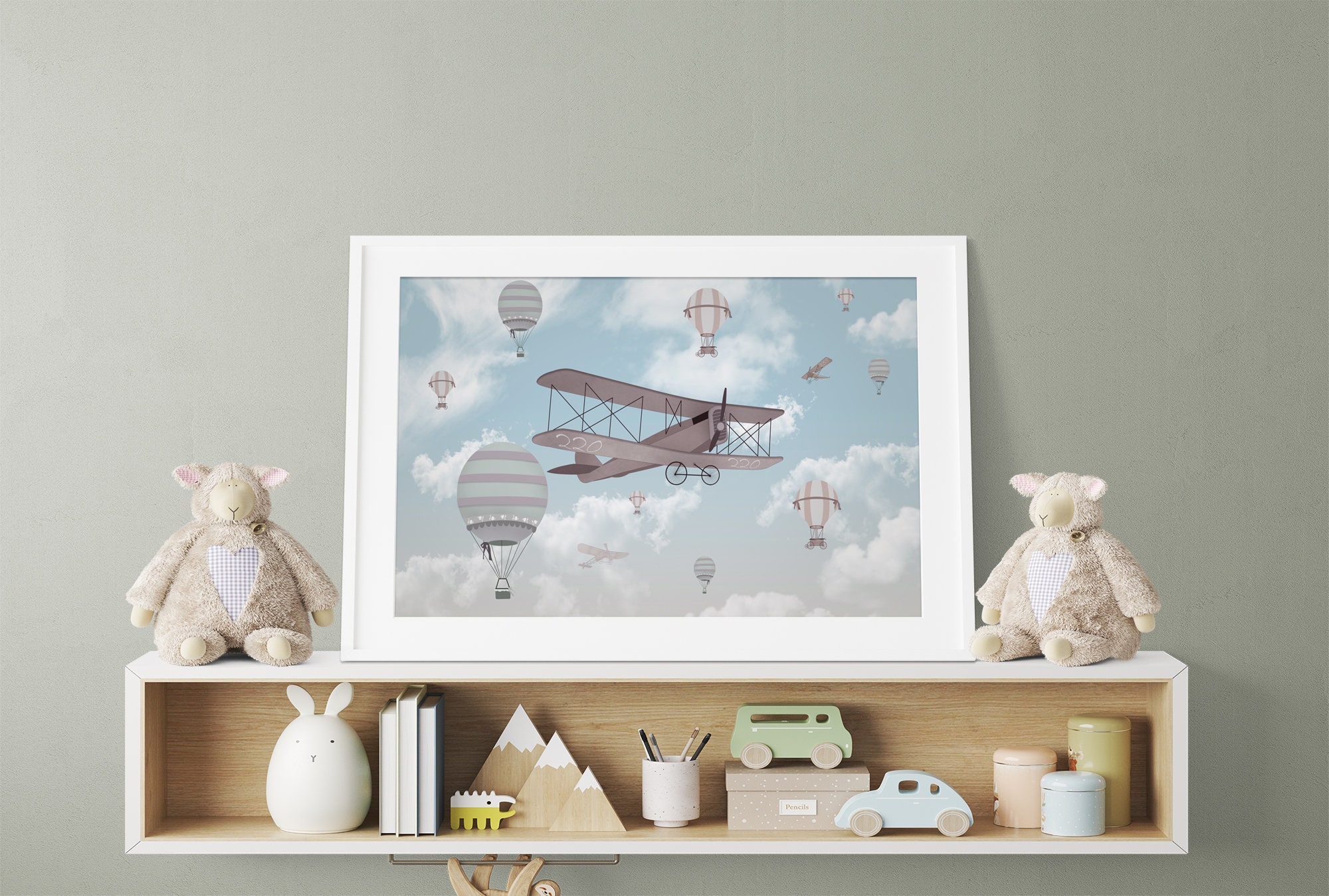 Biplane & Balloons Print: Sky Children's Room Decor (digital File) - Etsy