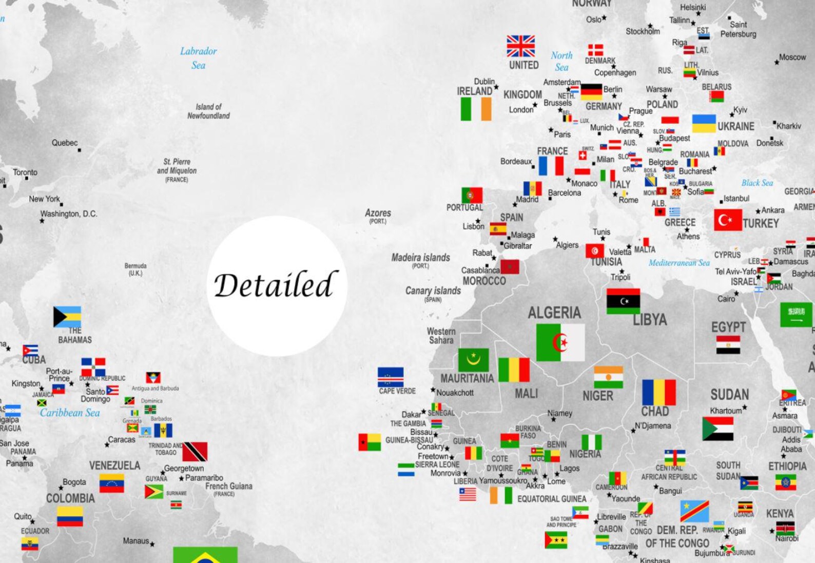 Country Flags World Map: Gray Wallpaper (digital File) - Etsy