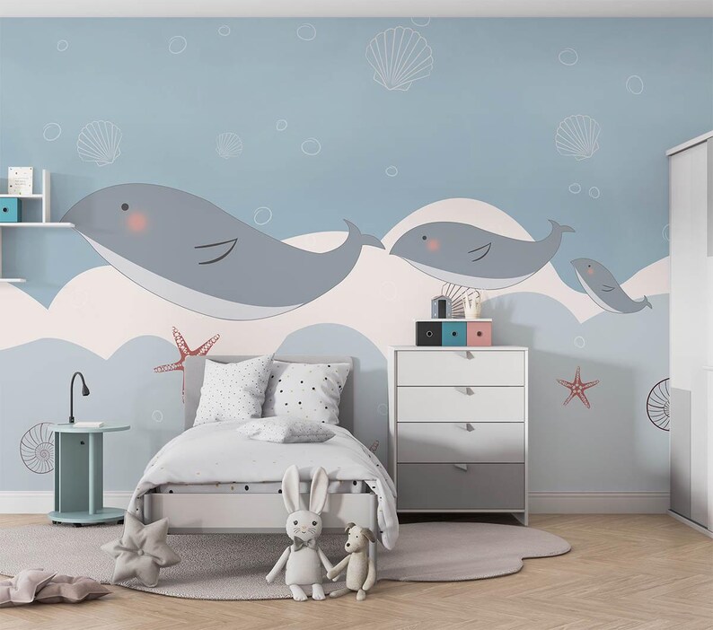 Cute Whale Wallpaper, Children's Room Decor (digital File) - Etsy