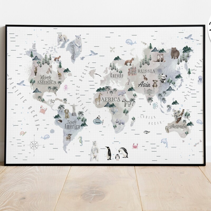 Cartoon Map - Etsy