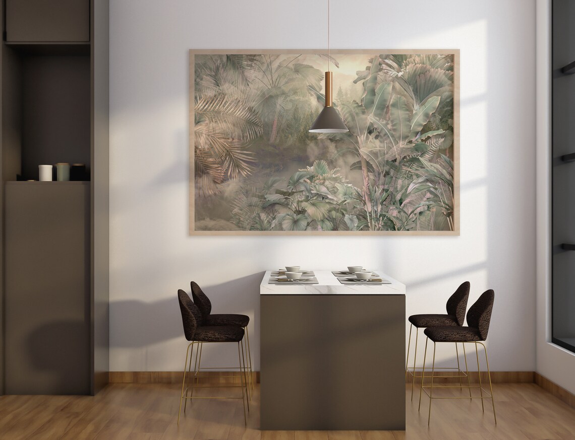 Tropical Forest Leaves Wall Mural, Jungle Peel and Stick Wallpaper ...