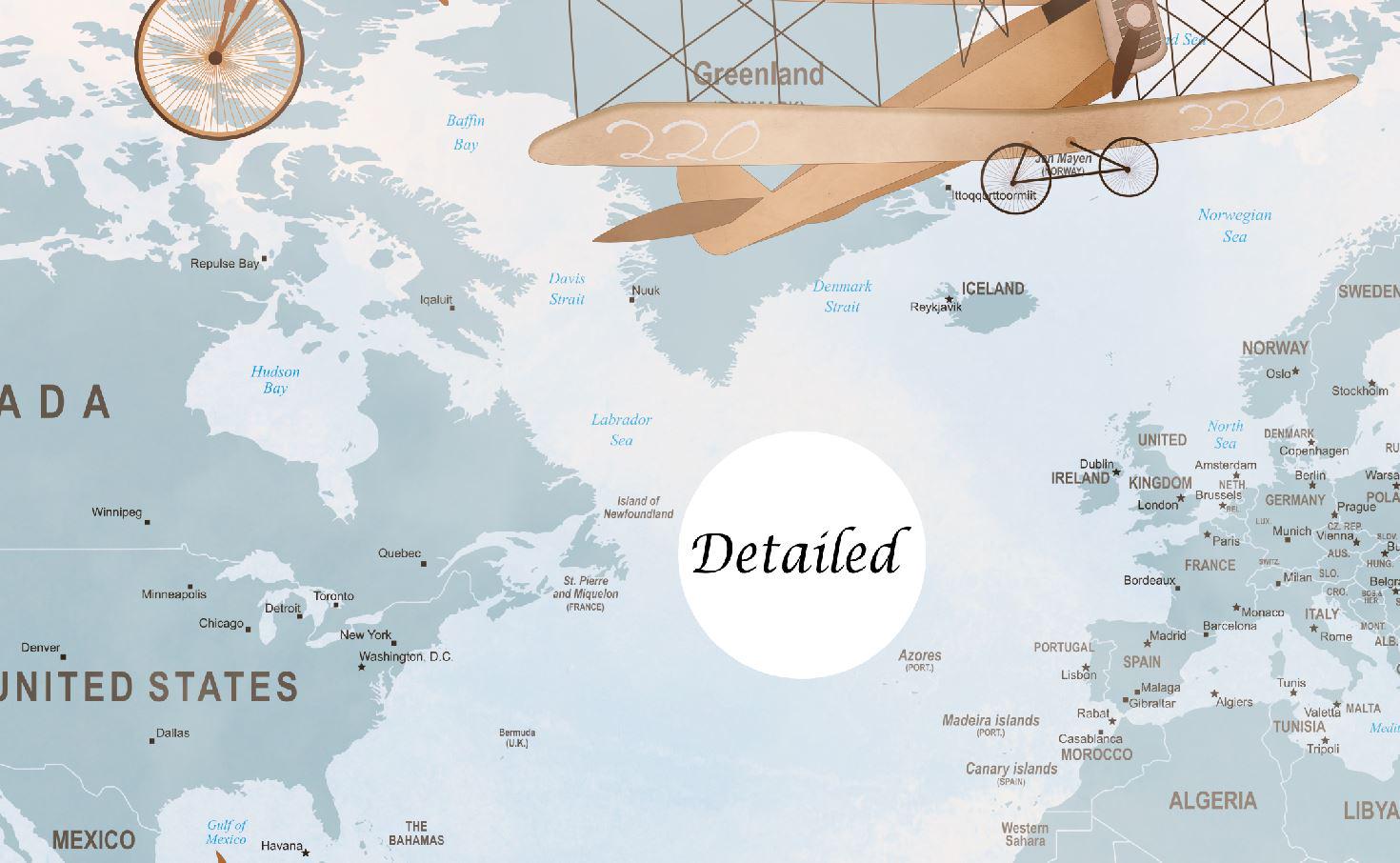 Kids World Map, Child Educational Map, Biplane Wallpaper for Digital ...