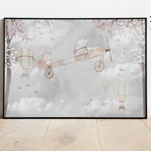 Airplane and Cute Animals in the Sky Design , for Digital Print ...