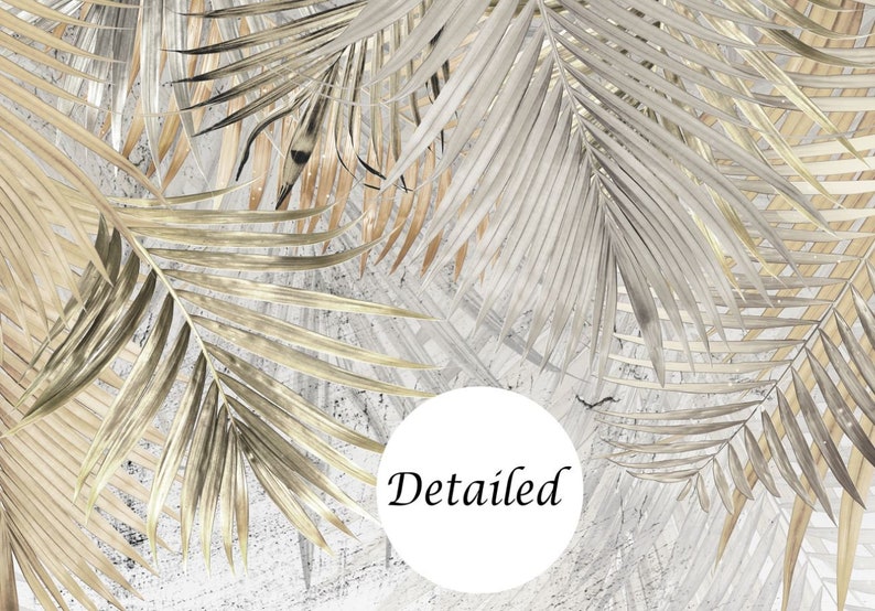 Gold Tropical Leaves Wallpaper Design , for Digital Print. Digital File ...