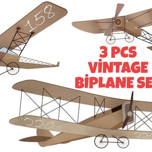 Vintage Biplane PNG Set: 3-piece Airplane Clipart (digital File) - Etsy
