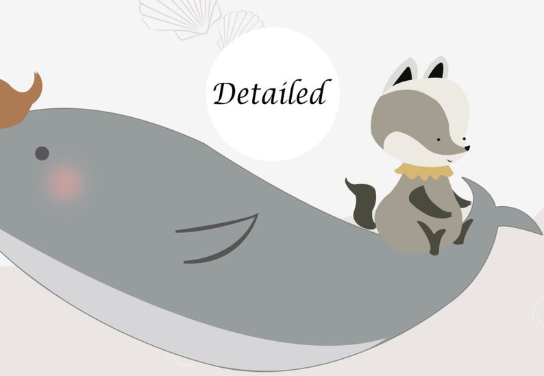 Cute Whale , Sweet Animals , Child Room Wallpaper for Digital Print ...