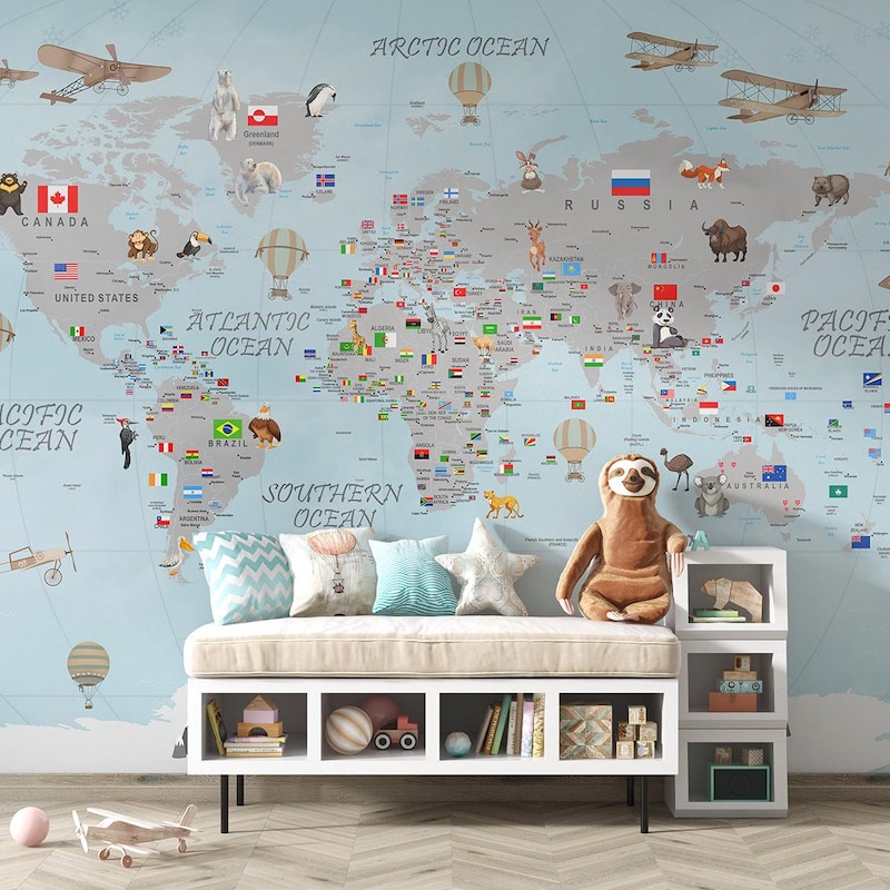 Cartoon Map Mural - Etsy