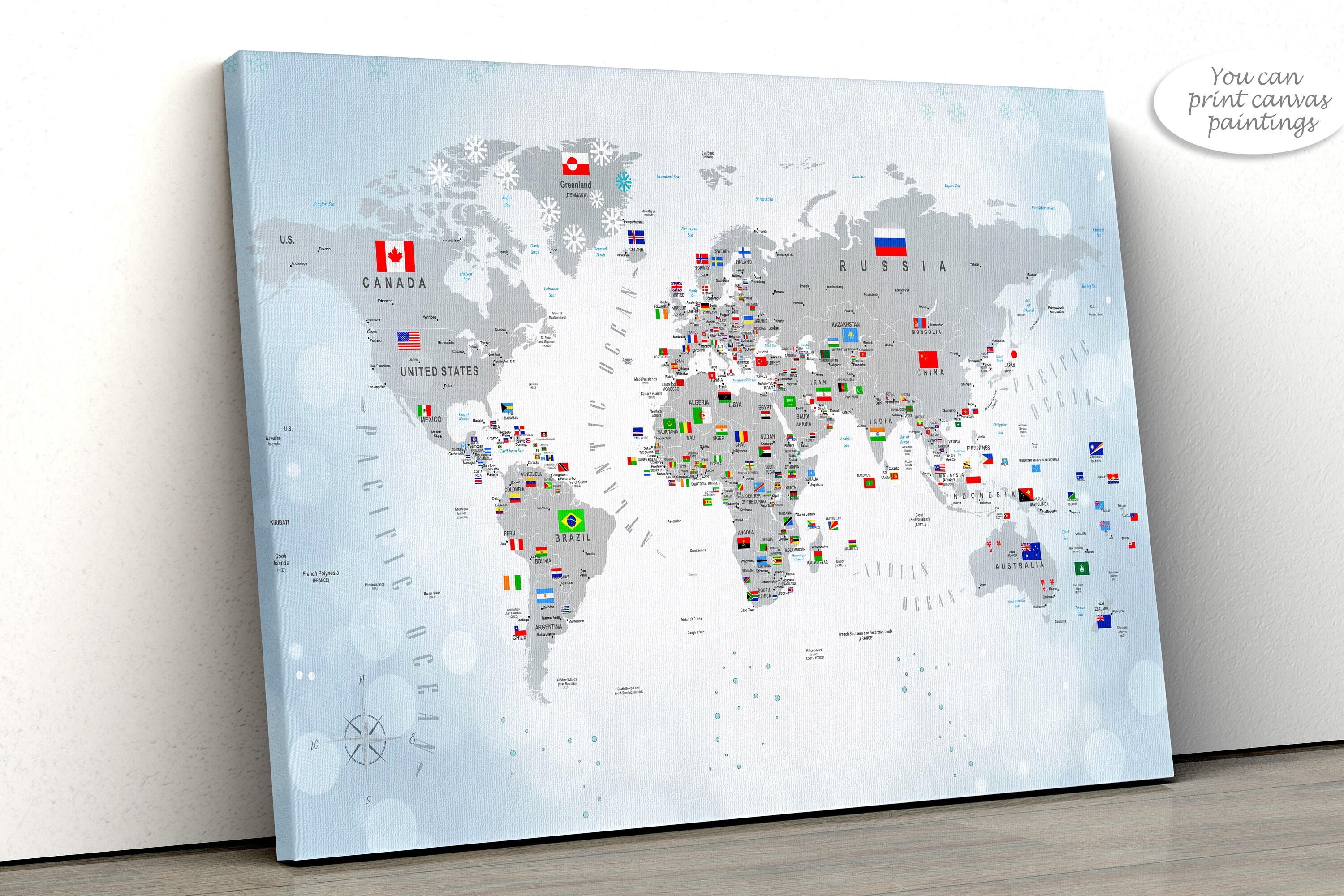 Educational World Map for Children's Rooms Design , for Digital Print ...