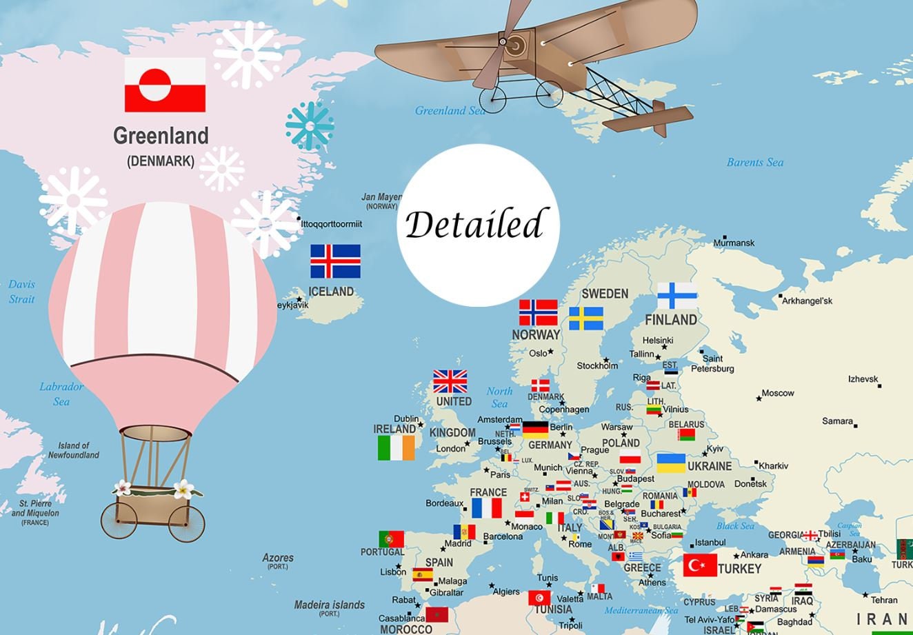 Colorful World Map, Educational Map, Kids World Map , for Digital Print ...