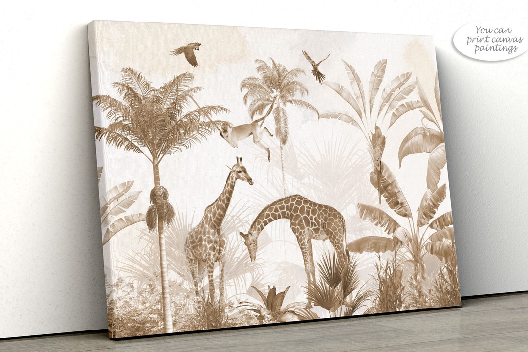 Tropical Jungle and Safari Animals Design , for Digital Print. Digital ...
