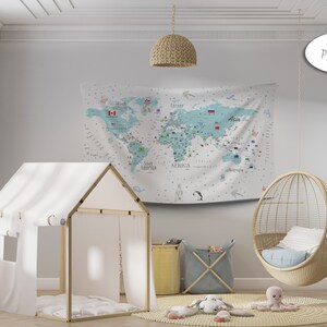Educational World Map for Children's Rooms Design , for Digital Print ...