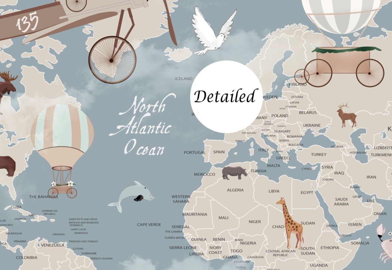 Kids World Map, Nursey World Map, for Children's Rooms Design , for ...