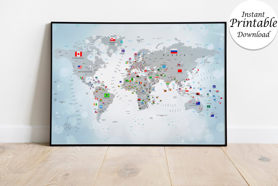 Educational World Map for Children's Rooms Design , for Digital Print ...