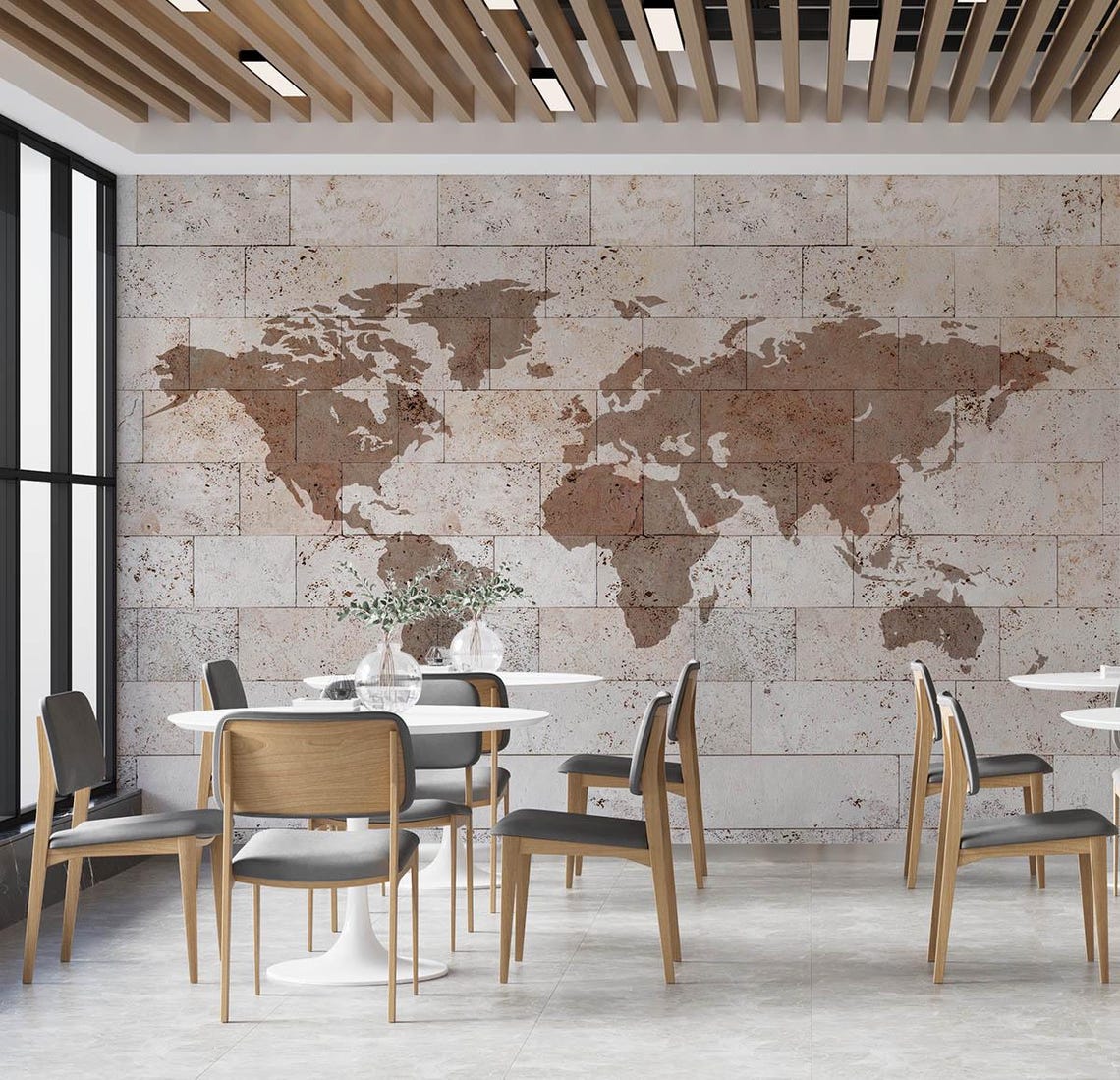 Brick Wall World Map: Concrete Texture Digital Print - Etsy