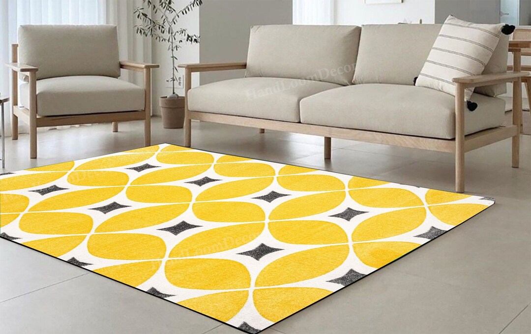 Hand Tufted Yellow Rug Pure Handmade Woolen Area Rugs Carpets for ...