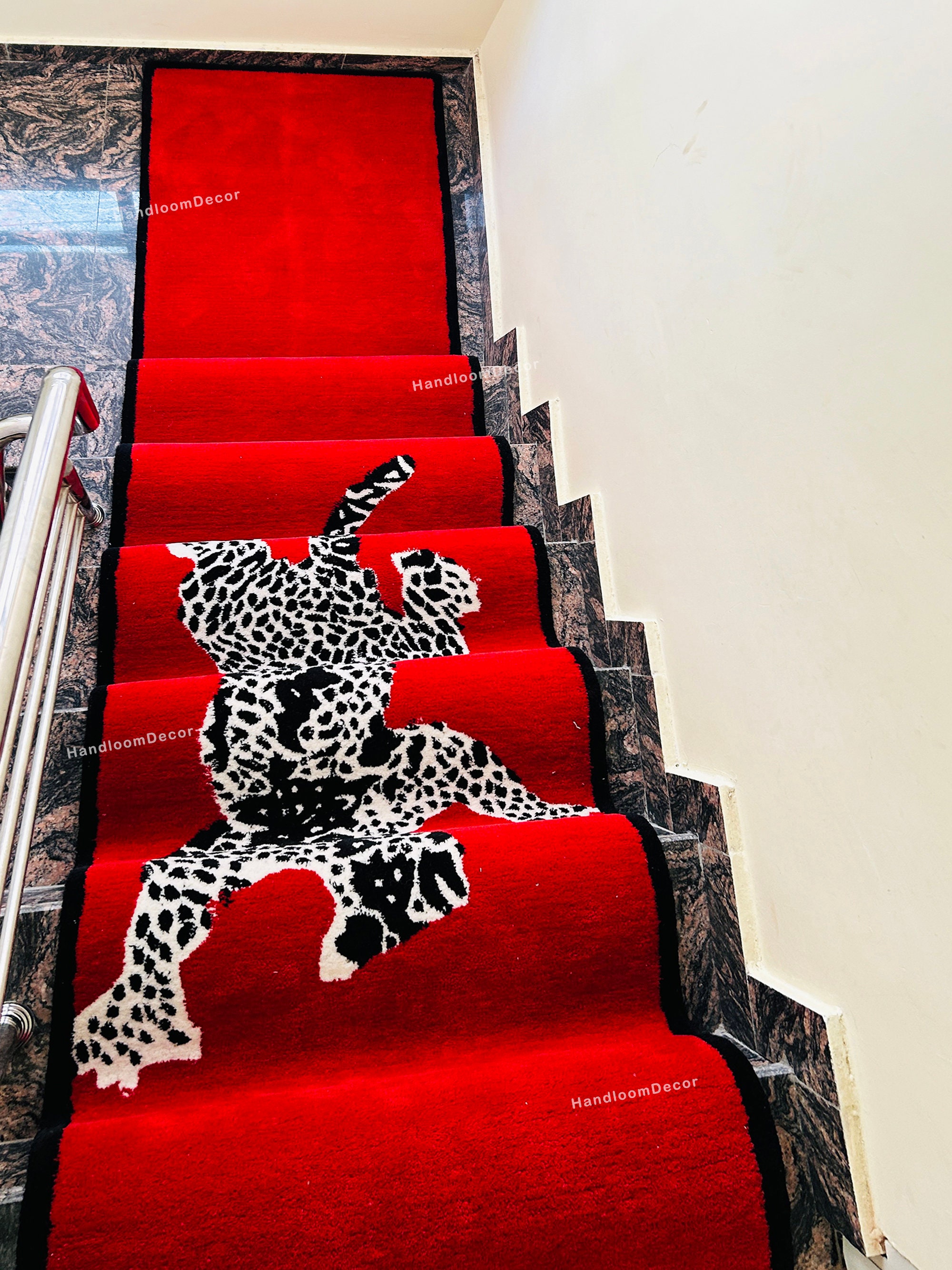 Handmade Stair Runner Leopard Print Rug Tuft Stair Rug Hand Tufted ...
