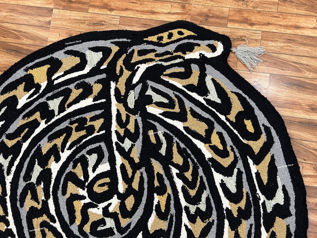 Hand-tufted Wool Snake Rug: Round Area Rug, Custom Size - Etsy