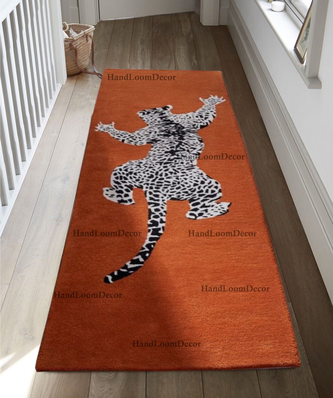 Leopard Rug Hand Tufted Rug Tiger Rug Tufted Wool Rug Orange Colored ...
