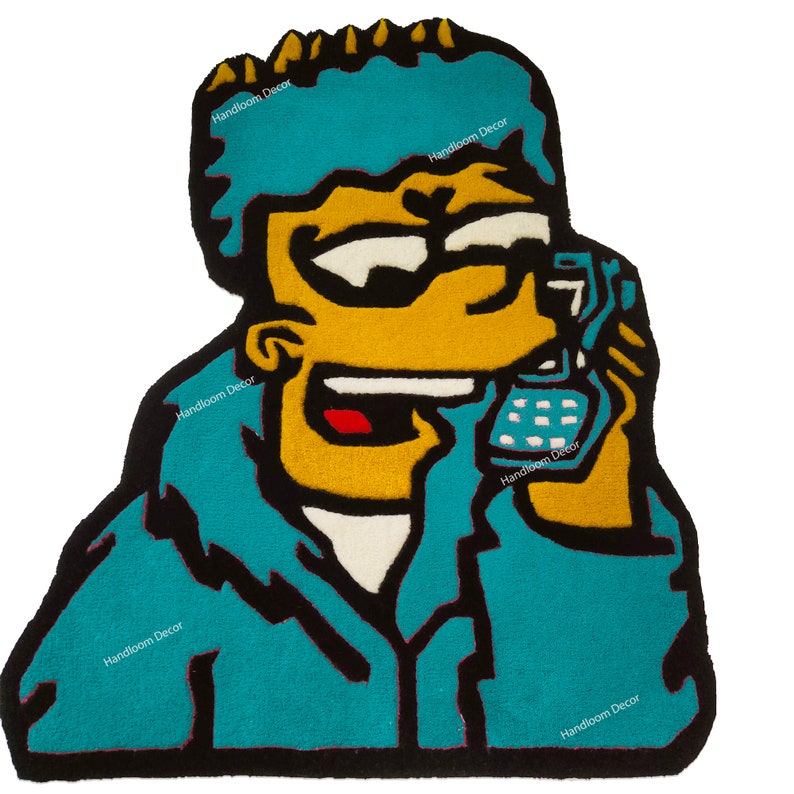 Handmade Anime Tufted Rug Bart Simpson Rug Area Rug New Zealand Wool ...