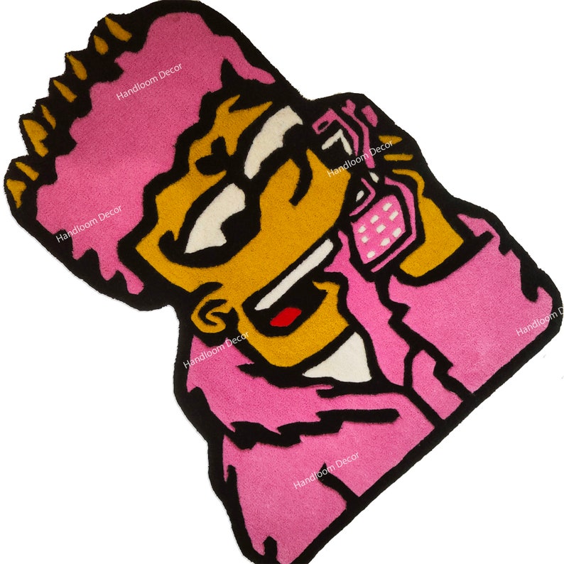 Handmade Anime Tufted Rug Bart Simpson Rug Area Rug New Zealand Wool ...