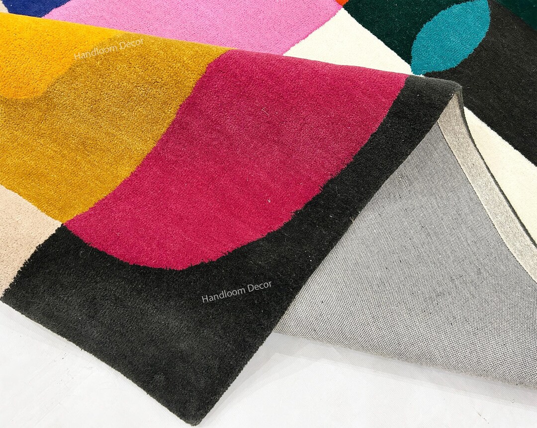 Handmade Multicolor Tufted Wool Rug, Area Rug, Hand Tufted Rug, Custom ...