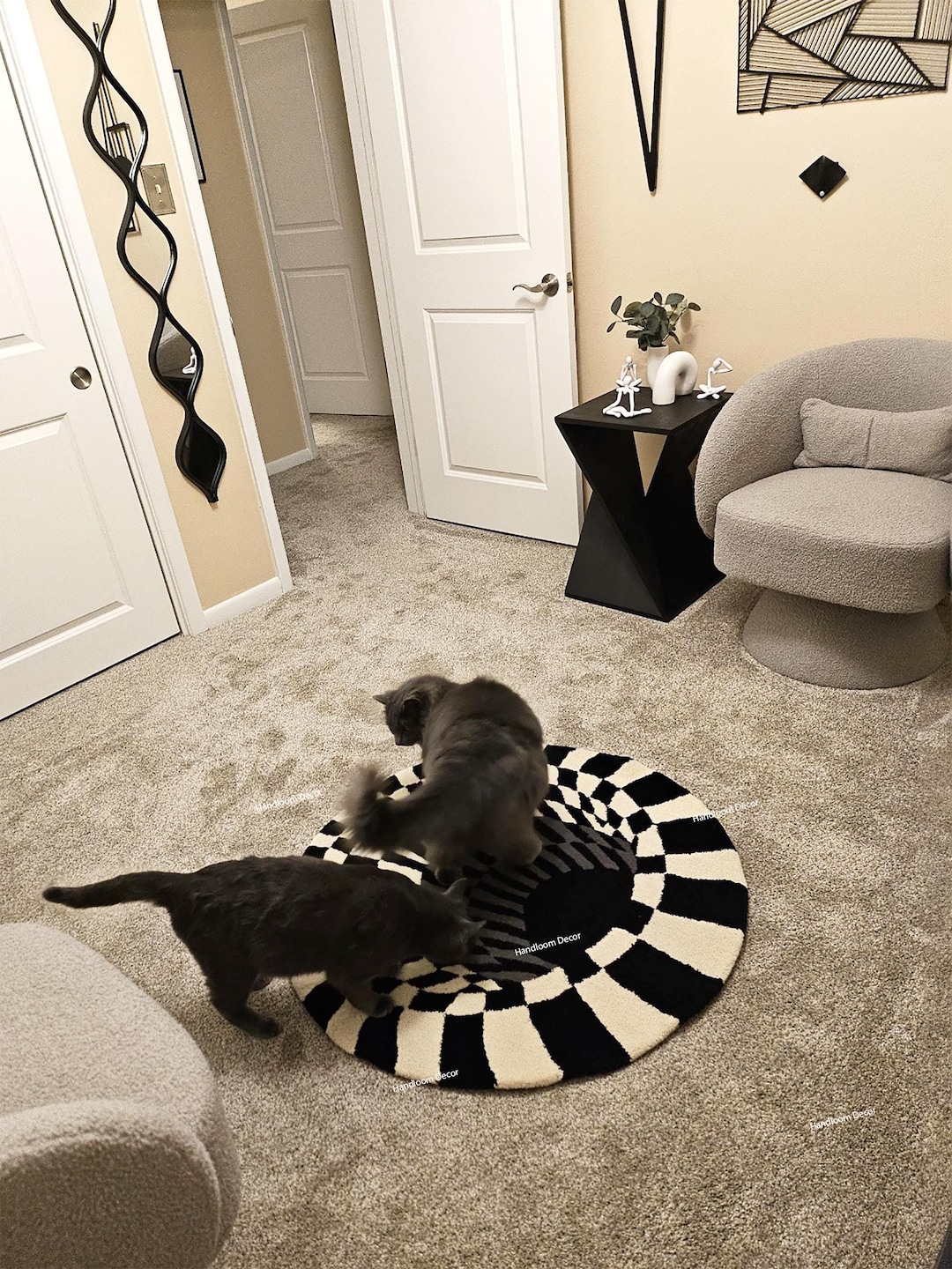 Round Rug, 3D Black Hole Rug, Tufted Rug, Floor Mat Rug, Bedroom Rug ...