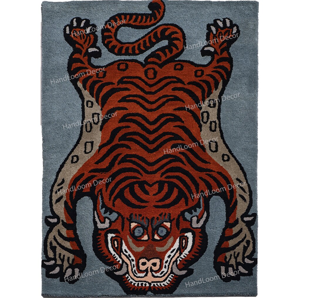 Hand Tufted Tiger Area Rug Animal Print Rug Stair Area Rug Carpet Hand ...