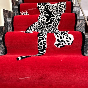 Handmade Stair Runner Leopard Print Rug Tuft Stair Rug Hand Tufted ...