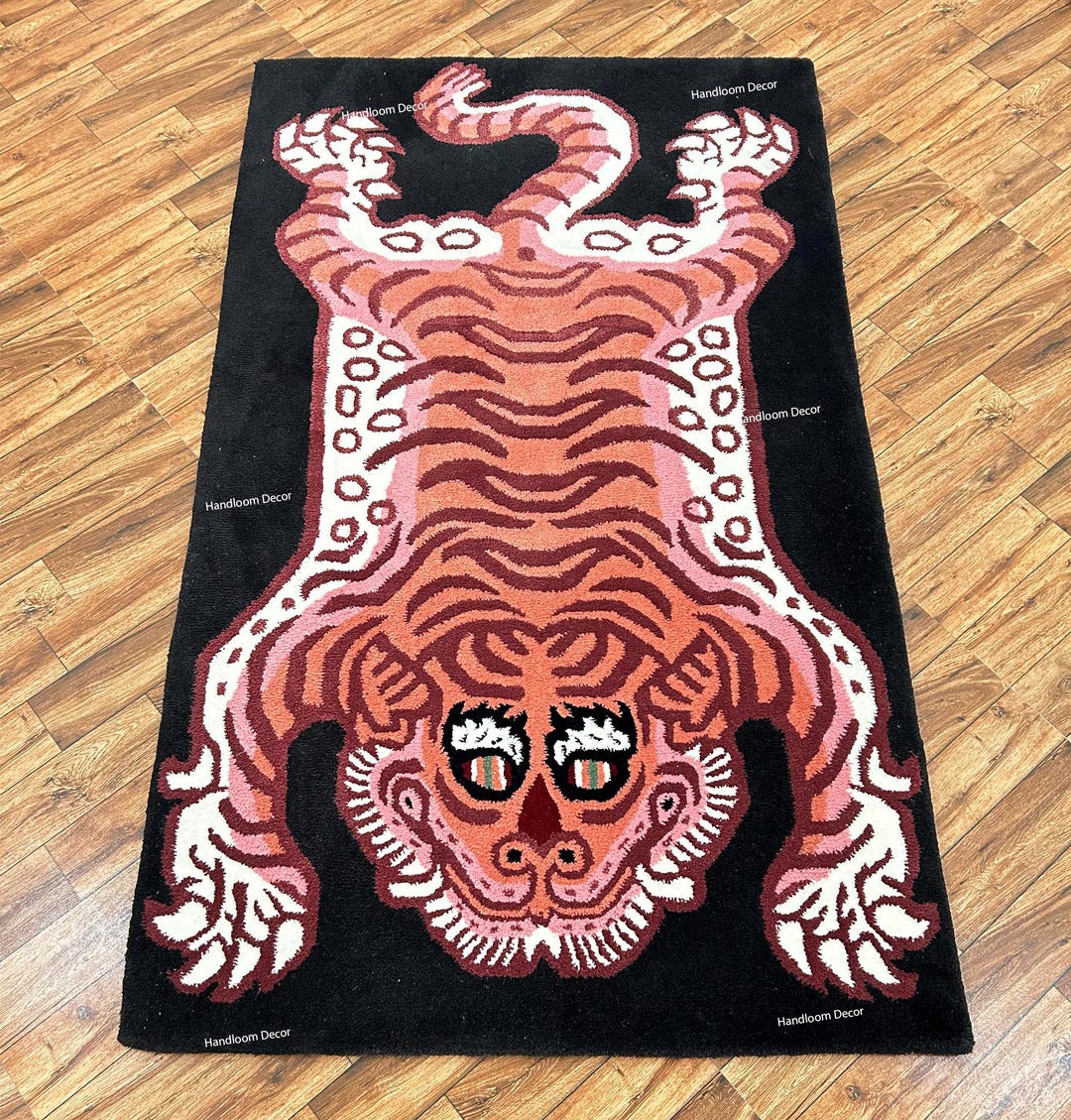 Bengal Tiger Rug Hand Tufted Rug Animal Printed Rug Tiger Print Rug ...