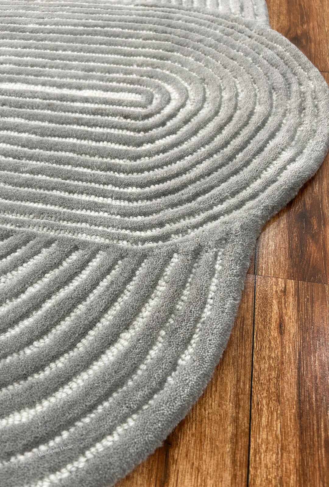 Handmade Tufted Rug, Gray Tufted Rug, Tuft Wool Rug, Irregular Shape ...