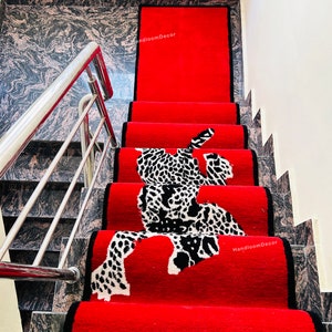 Handmade Stair Runner Leopard Print Rug Tuft Stair Rug Hand Tufted ...