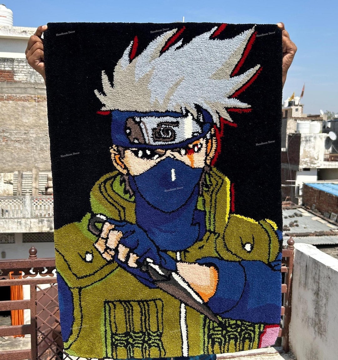 Kakashi Anime Tufted Rug, Japanese Animation Inspired Floor Mat ...