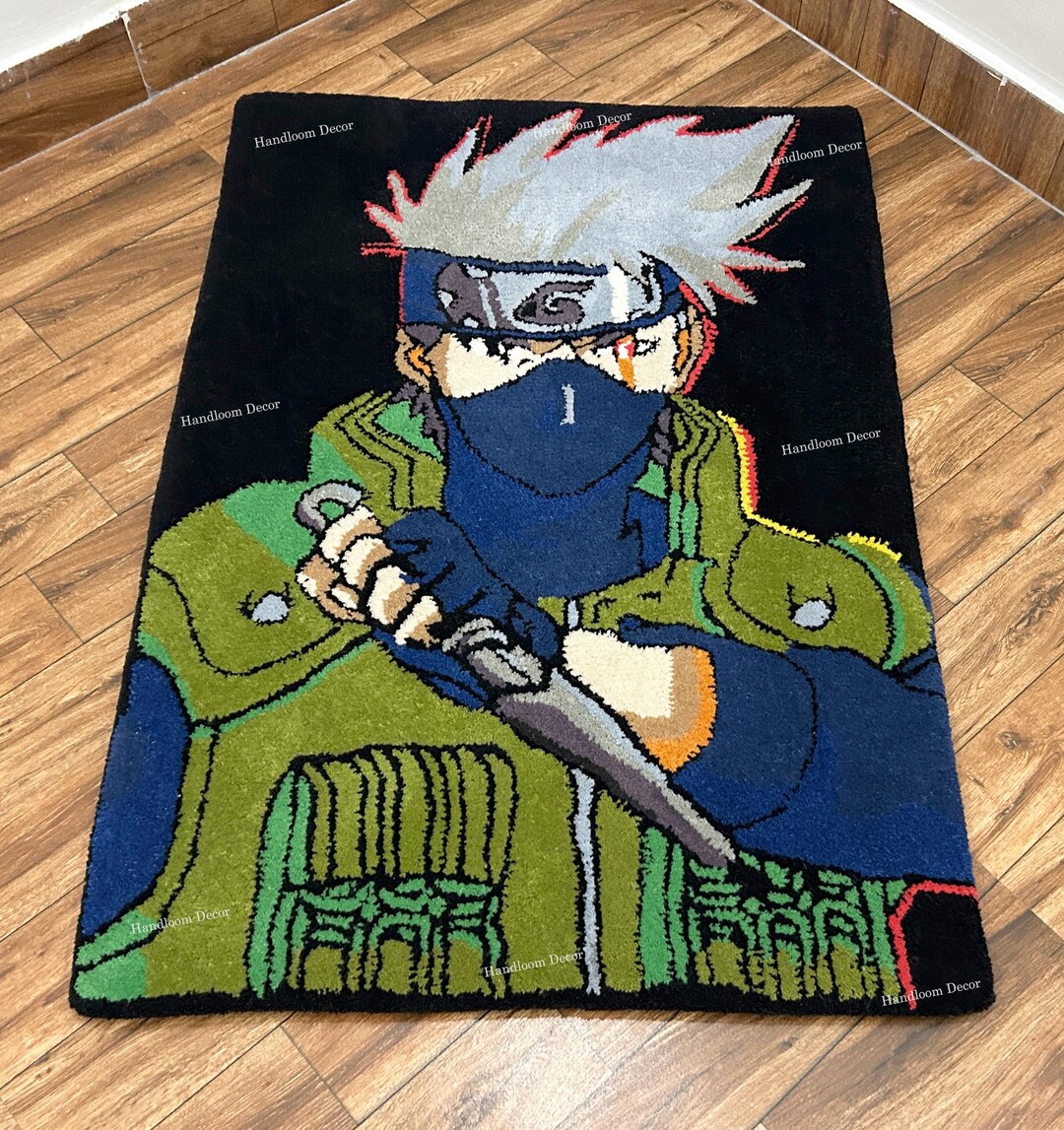 Handmade Tufted Anime Carpet, Kakashi Anime Rug, Area Rug, Custom Size ...