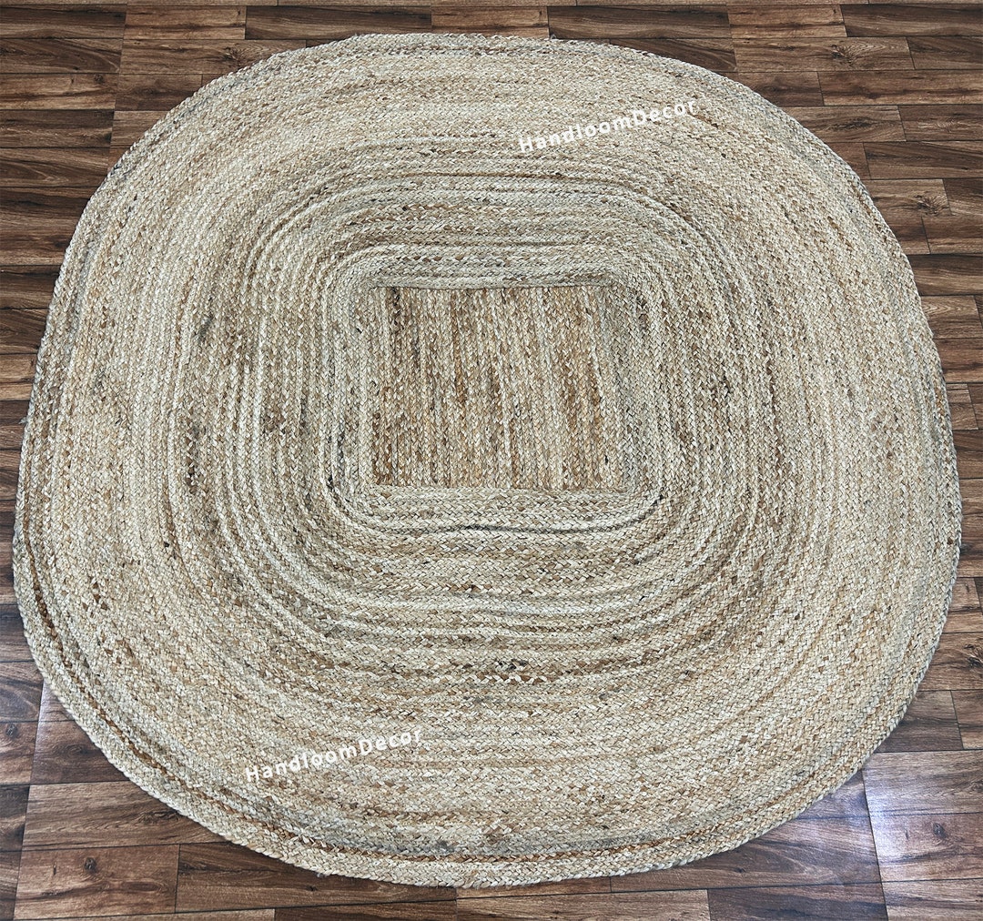 Oval Jute Rug Natural Hand Braided Rug Bohemian Jute Rug Jute Area Rug ...
