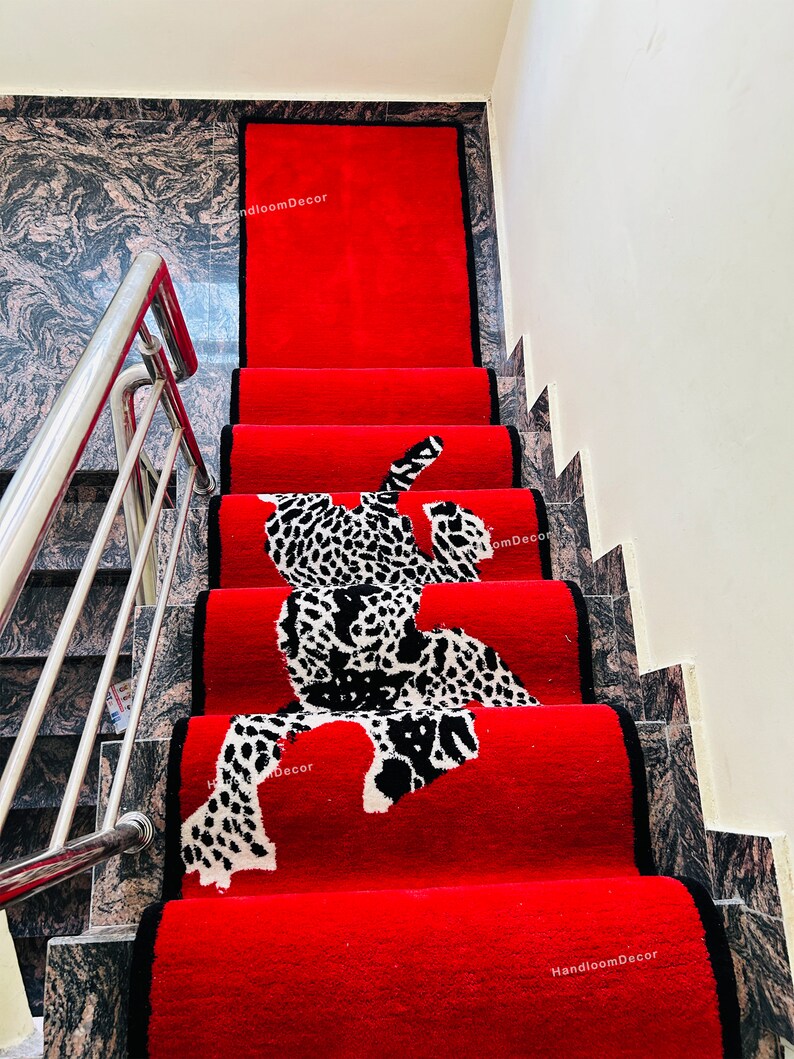 Handmade Stair Runner Leopard Print Rug Tuft Stair Rug Hand Tufted ...