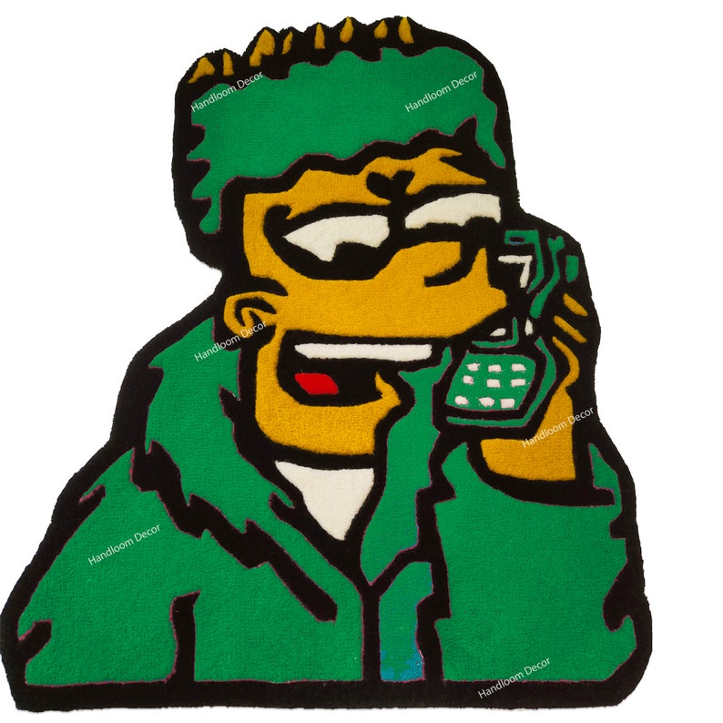 Handmade Anime Tufted Rug Bart Simpson Rug Area Rug New Zealand Wool ...